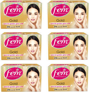 Fem Gold Creme Bleach Special Golden Glow With 24K Gold Dust 40g (Pack ...