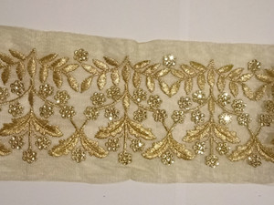 AKSHAR Collection of Golden Flower Tikli Design Net Patti Lace (9 ...