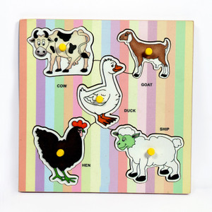 Toyvala Wooden Puzzles - Premium Domestic/Farm Animals Puzzle ...