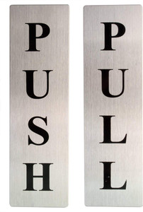 portible 17 cm Push Pull Metal Sign Stickers Self Adhesive Stainless ...