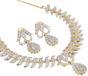 SM TRADING COMPANY Brass, Alloy Gold-plated White Jewellery Set Price ...