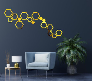 KC Home Decoration 50 cm Decor golden mirror acrylic hexagen design ...