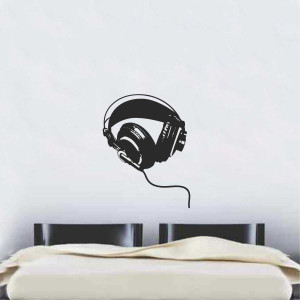 Wall Attraction 43 cm Wallpaper Headphones Wall Sticker (Color - Black ...