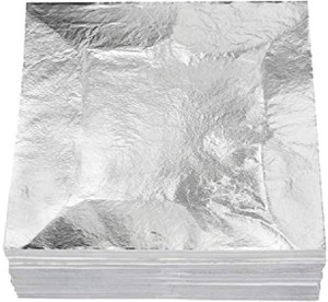 KLASSIC WARAQ COMPANY Gold Leaf Sheets,100 Sheets 3.15" by 3.35" Silver ...
