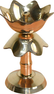 StyleMyWay Brass Lotus Shaped Diya With Stand | Lotus Shape Akhand Diya ...