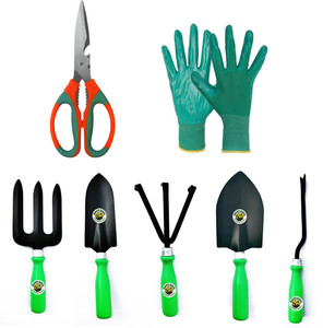 Daffodil Green Garden Tools Set of 7 with Scissor and Gardening Gloves ...