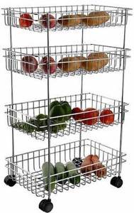 BALMORA Stainless Steel 4-Tier Fruits & Vegetable Onion Trolley ...