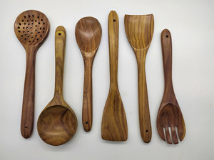 manzees Wooden Pure Kitchen Cooking Spoon Set with Spatulas for Non ...