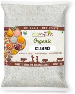 Ecomytra Organic Kolam Rice - 1 KG Kolam Rice (Medium Grain, Unpolished ...