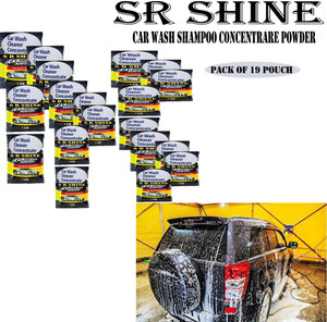 S R SHINE Car wash shampoo concentrate powder pack of 19 Pcs (7Gm) Car ...
