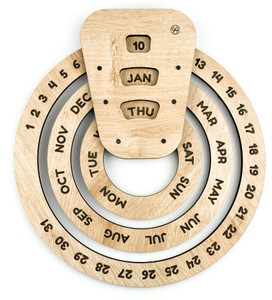 Galliard Wooden Rotating Circular Perpetual Calendar Perpetual Wall ...
