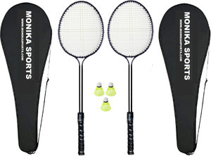 Monika Sports 2 Double Shaft Racquets + 3 Nylon Shuttle + 2 Racquet ...