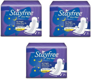 STAYFREE Dry Max All Nights 7+7+7 Pad Sanitary Pad (Pack of 3) Sanitary ...