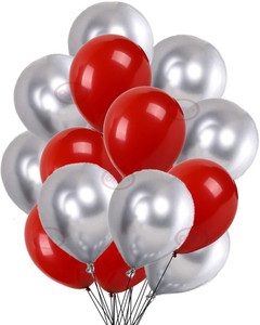 Flipkart.com | OyBox Solid Red, Silver Metallic Balloons Pack of 50 ...