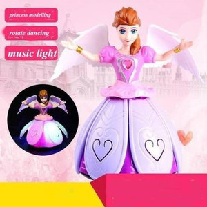 Toyvala Musical Angel Princess Toy Doll 360° Rotation Feature & 3D LED ...
