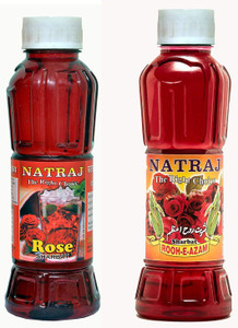 NATRAJ The Right Choice Rose Sharbat & Rooh-E-Azam Sharbat Syrup (Pack ...