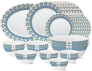 Larah by Borosil Pack of 36 Opalware Crystal Dinner Set Price in India ...