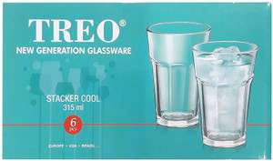 TREO (Pack of 6) Stacker Cool Tumbler 315ml 6 Piece Glass Set Water ...