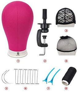 Bileaf 24 Inch Poly Canvas Block Wig Mannequin Head With Stand Colored ...