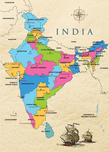 India Map Coulourful Wall Door Poster Wallpaper Paper Print - Maps ...