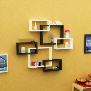 DreamyDesign Wall shelf Interlock shelves Wall decor home (white ...