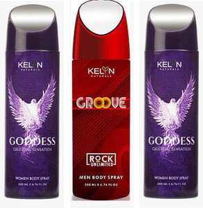 Kelyn 2GODDESS/ GROOVE DEO SET OF 3 Body Spray - For Men & Women ...