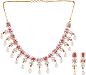Hyderabad Jewels Mother of Pearl, Silver Rhodium Red, White Jewellery ...