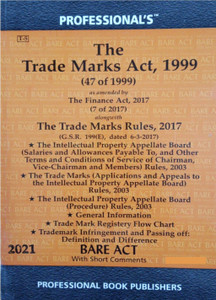 Trade Marks Act, 1999 Bare Act Professional 2021 Edition: Buy Trade ...
