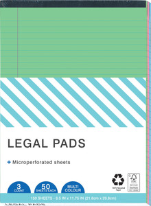 NAVNEET Multi Colored Legal Pad 8.5x11.75 Regular Writing Pad Single ...