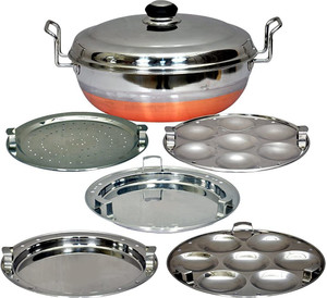 Jamuna All-in-One Stainless Steel Idli Cooker Multi Kadai Steamer ...