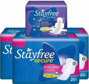 STAYFREE Secure (20+20) Pad and 1 Dry All Night 7 pad Sanitary Pad ...