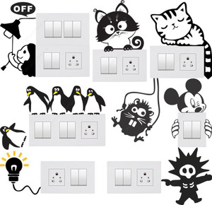 Decals Creation 35 cm Switch Sticker Flowers Switch Board Sticker Wall ...