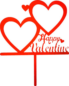 citc Red heart Shaped Photo frame Happy Anniversary cake topper Cake ...