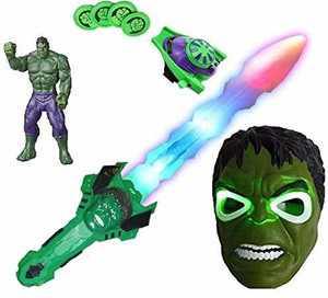 IndusBay Hulk Weapon Set Set of 4 Light and Sound Captain Sword , Mask ...