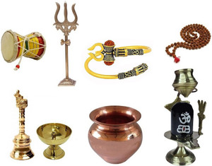 De-Ultimate Combo Of Small Size Square Stand Trishul, Damru,Copper ...