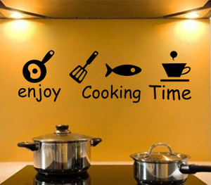WALLDECORS 101.6 cm ENJOY COOKING TIME WALL STICKER Self Adhesive ...