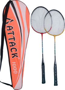 ATTACK 1000 ALUMINIUM BODY RACKET 1 PAIR Multicolor Strung Badminton ...
