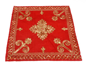 Bhakti Lehar ( 1 Piece ) Embroidered Red Velvet Cloth for Puja / Pooja ...