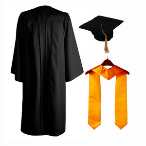MeraConvocation Black Convocation Gown and Yellow Stole Graduation Gown ...