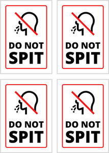 Do Not Spit Sticker Combo Caution Warning Office Business Warning Red ...