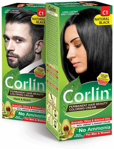 Corlin Herbal Permanent Hair Color Cream, (100g x 2pcs) , Black - Price ...