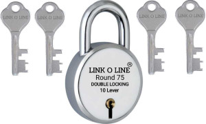 LINK O LINE Round 75mm 10 Lever with 4 Keys, Double Locking Padlock ...