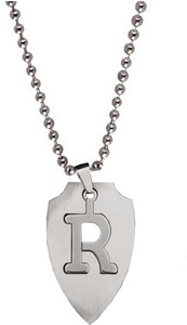 Shiv Jagdamba "R" Alphabet Letter Dog Tag Pendant Sterling Silver ...