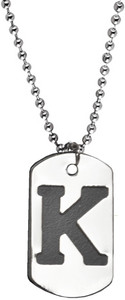 Shiv Jagdamba "K" Alphabet Letter Dog Tag Pendant Sterling Silver Metal ...
