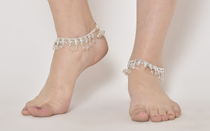 NAINA Indian Traditional Ethnic Fancy White Metal Leg Chains Anklets in ...