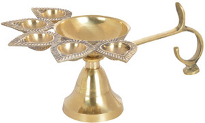 Tapobhumi traders Pure Brass Panch Aarti Lamp / Pancharti Diya / Oil ...