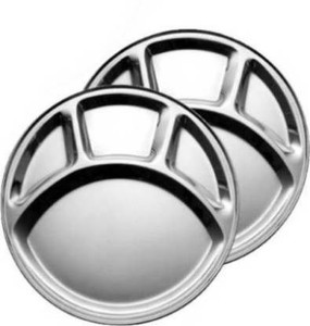 AADITTRAL Stainless steel bhojan thali / compartment plate 32cm ...