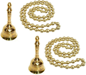 Adhvik Combo Of 2 Pcs Round Head Pooja Puja ( 1 No ) Bell Ghanti With 2 ...