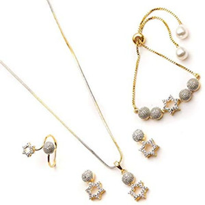 SM TRADING COMPANY Stone, Alloy Gold-plated Gold, White Jewellery Set ...