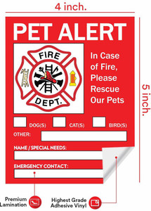 greencom 12.7 cm Pack of 6 Pet Alert Safety Fire Rescue Sticker - Save ...
